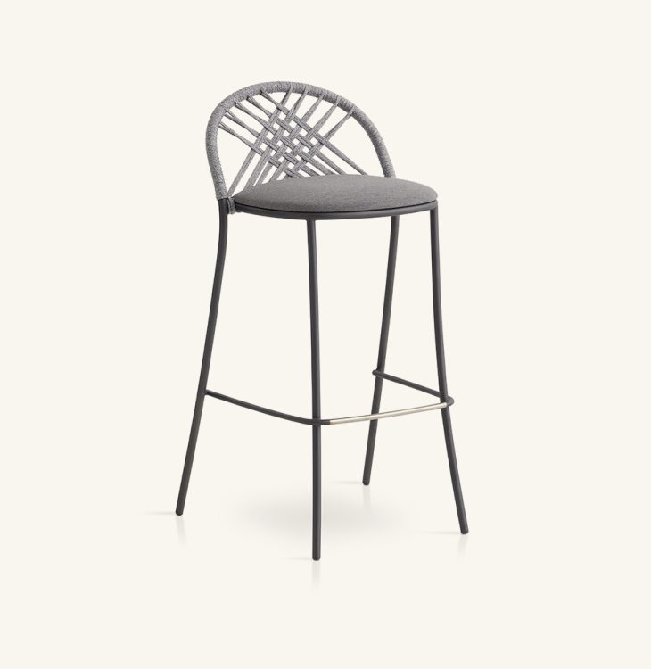 Petale hand-woven bar stool with diamond pattern I Outdoor Furniture I Expormim